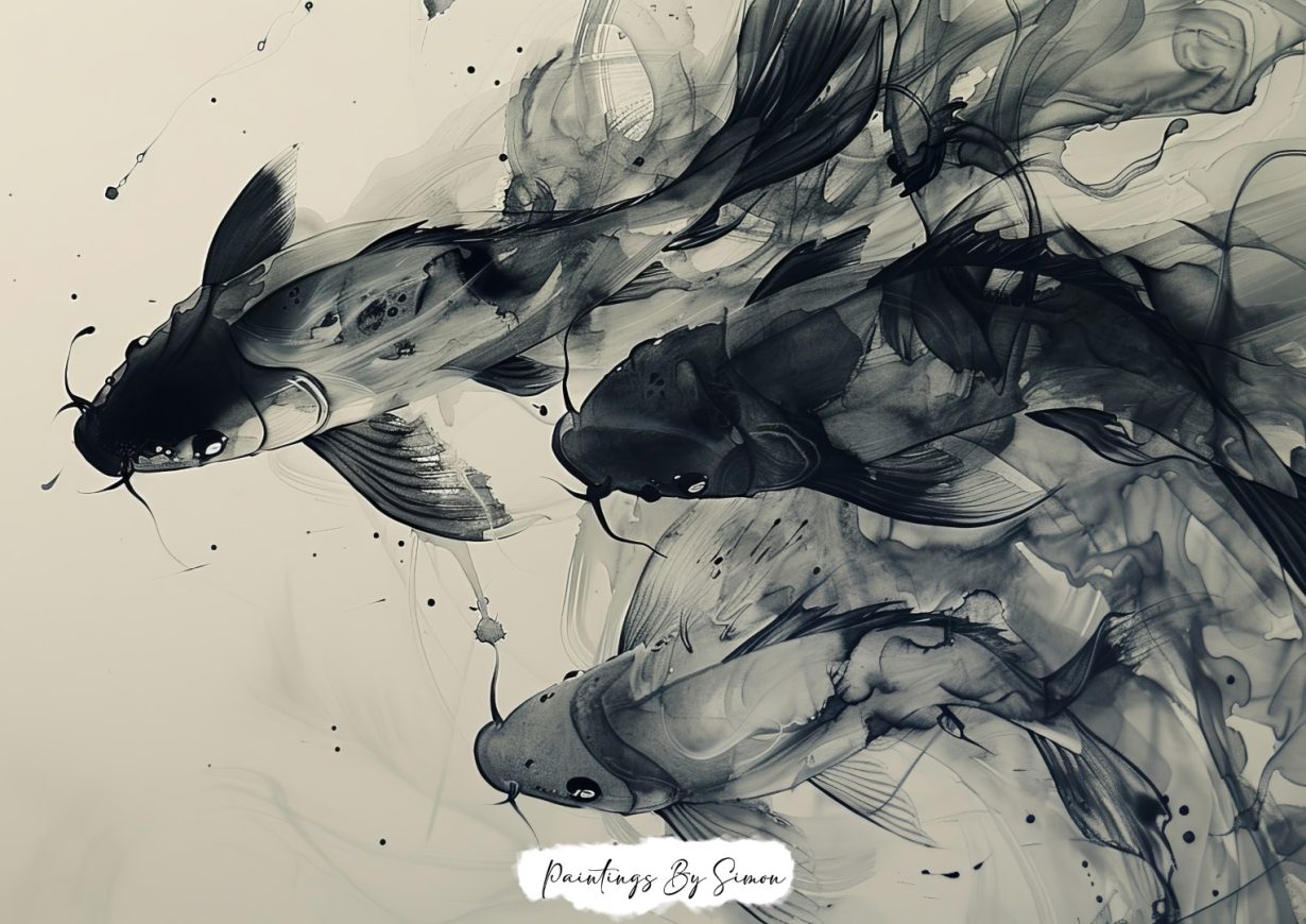 Ink Koi Art - Paintings By Simon