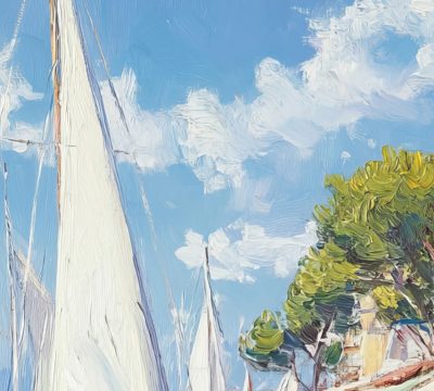 Harbor Scene: Captivating and Vibrant Seaside Town Painting