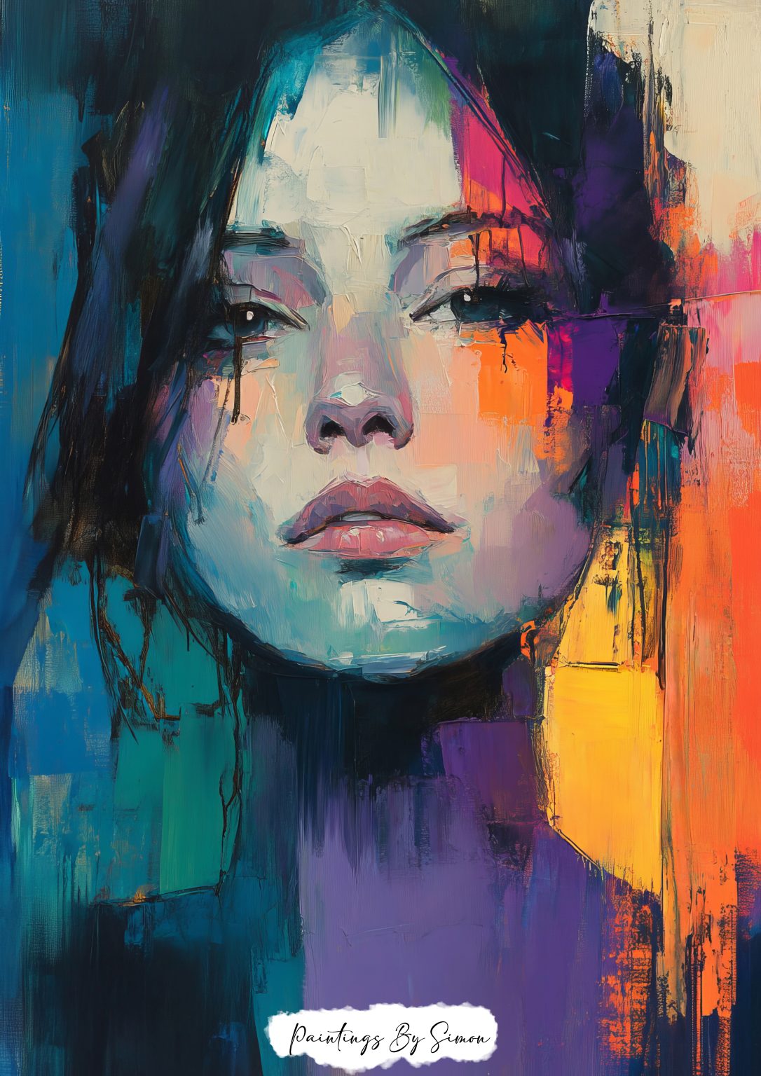 Vibrant Portrait: Bold Colors and Expressive Brushstrokes