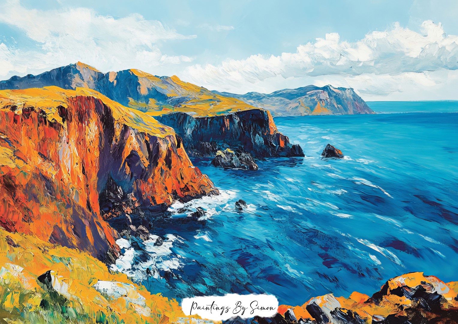 Tranquil Coastal Cliff Landscape: Powerful Beauty of Land and Sea