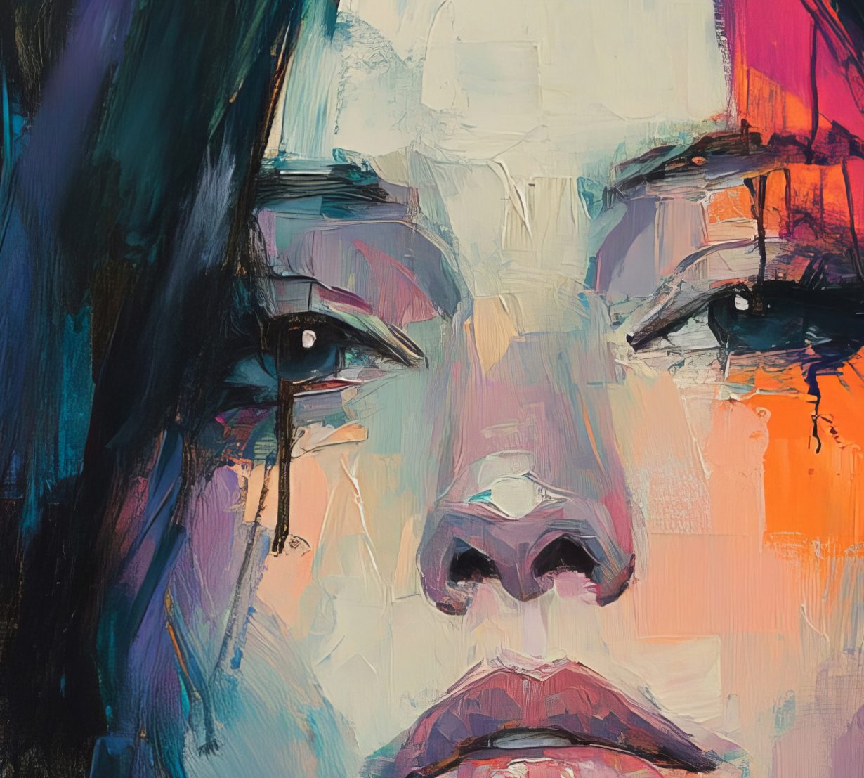 Vibrant Portrait: Bold Colors and Expressive Brushstrokes